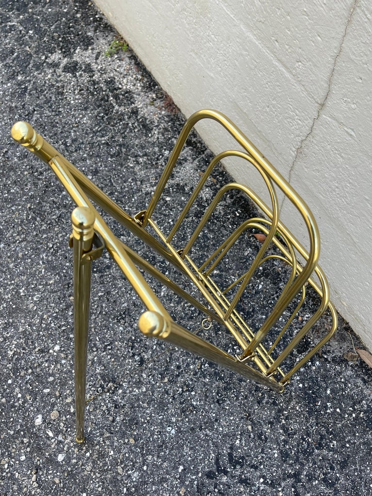 Three Tier Brass Magazine Rack For Sale at 1stDibs | 3 tier magazine holder