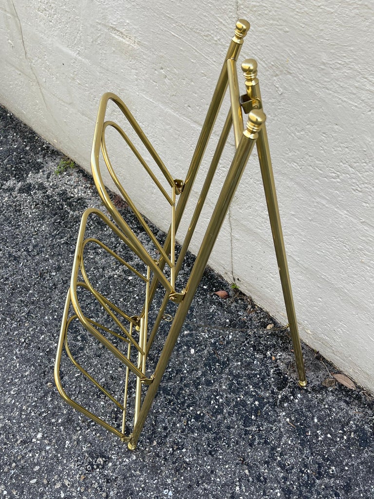 Three Tier Brass Magazine Rack For Sale at 1stDibs | 3 tier magazine holder