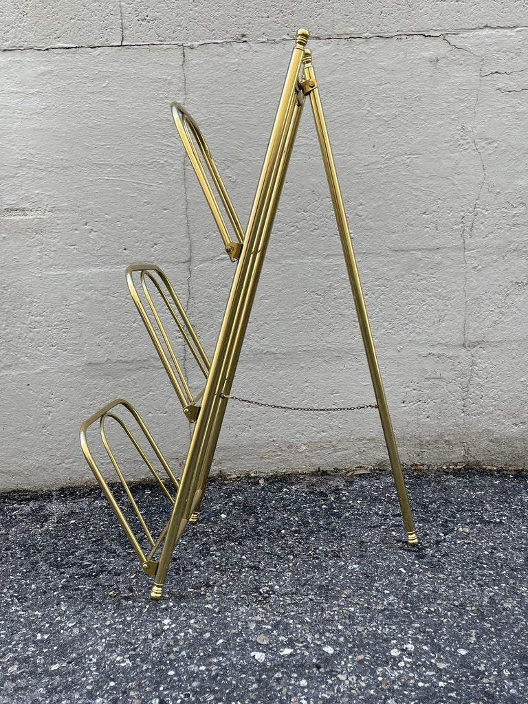 Three Tier Brass Magazine Rack For Sale at 1stDibs | 3 tier magazine holder
