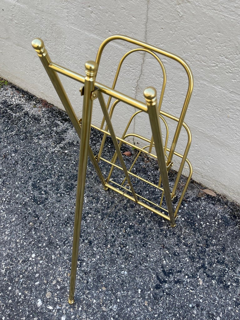 Three Tier Brass Magazine Rack For Sale at 1stDibs | 3 tier magazine holder