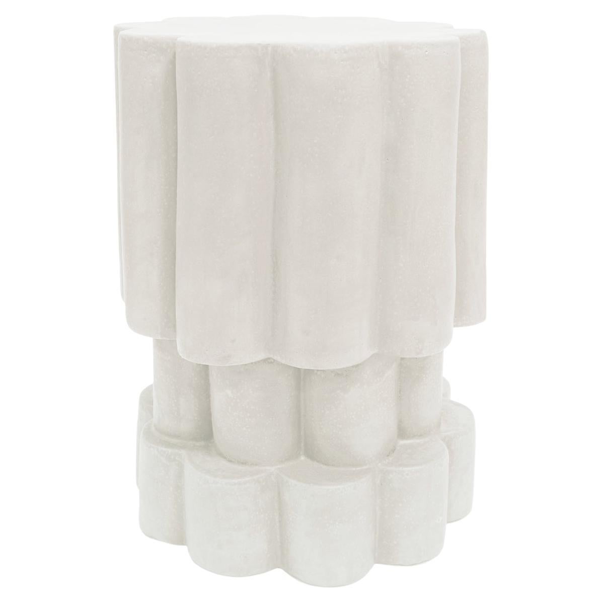 Three-Tier Ceramic Cloud Side Table and Stool in Chrome Green by BZIPPY ...