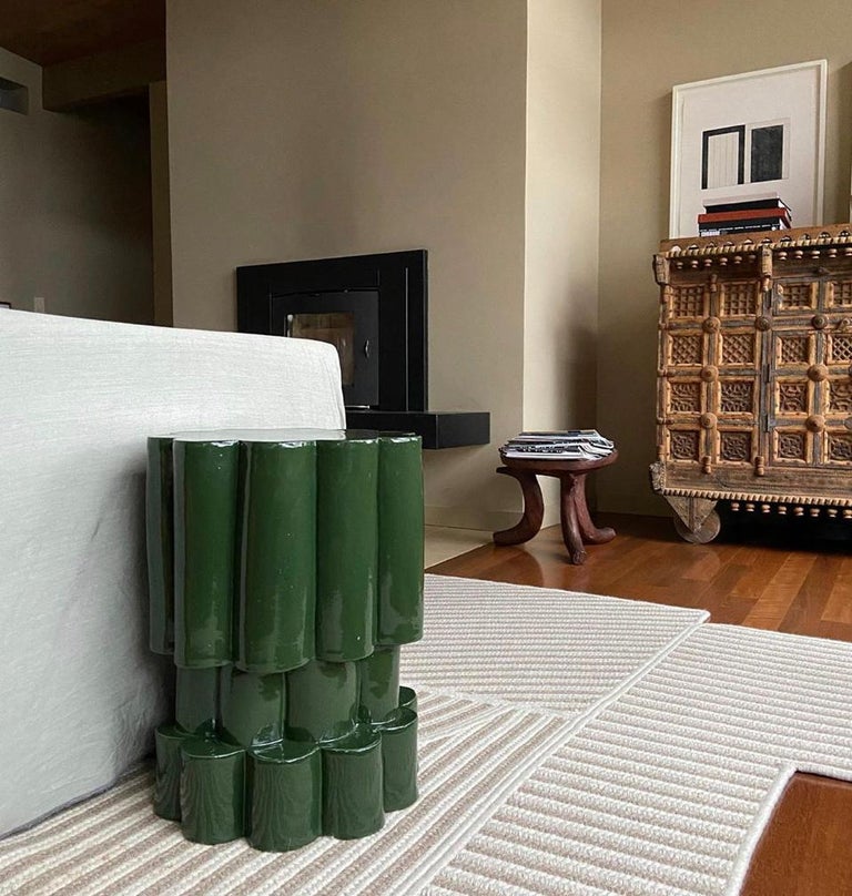 Three-Tier Ceramic Cloud Side Table and Stool in Almost Teal by BZIPPY ...