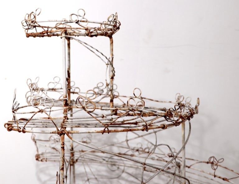 Three Tier French Style Semi Circular Wire Plant Stand For Sale at 1stDibs