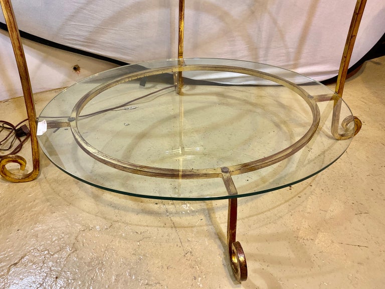 Three-Tier Tall Wide Glass and Gilt Metal Étagère Server Hollywood ...