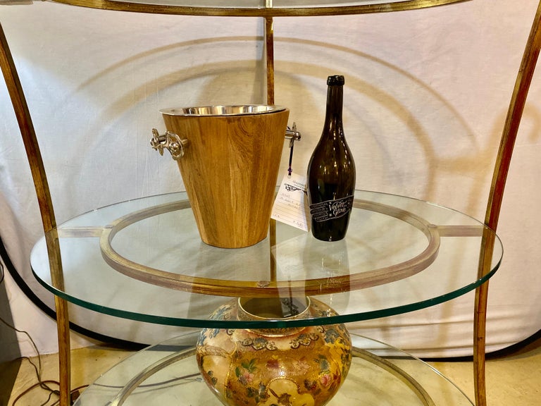 Three-Tier Tall Wide Glass and Gilt Metal Étagère Server Hollywood ...