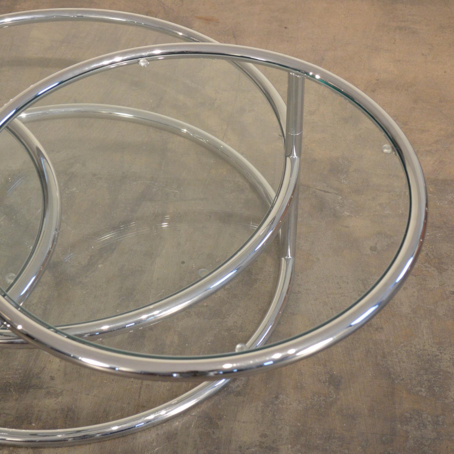 Three Tier Glass and Tubular Chrome Articulating Cocktail Table c. 1970 ...