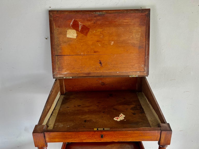 Three Tiered Mahogany Leather Embossed Lectern For Sale at 1stDibs