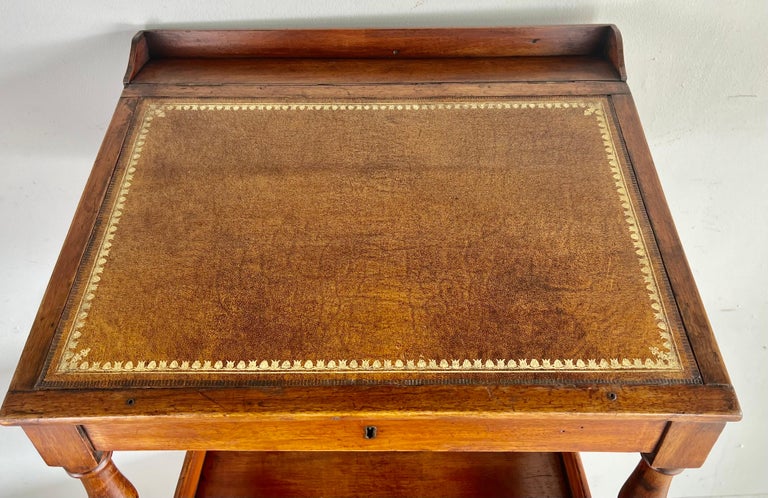 Three Tiered Mahogany Leather Embossed Lectern For Sale at 1stDibs