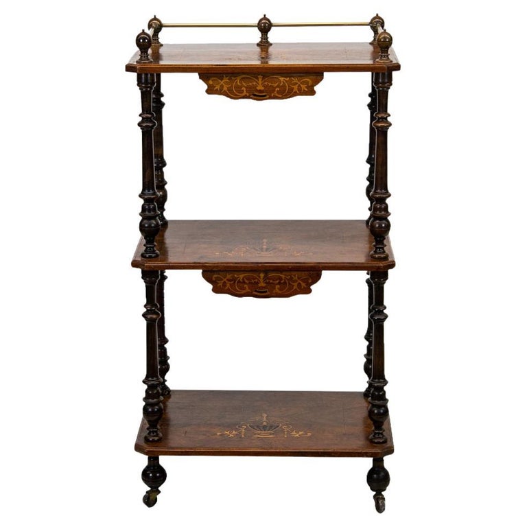 Three Tiered Walnut Shelf For Sale at 1stDibs