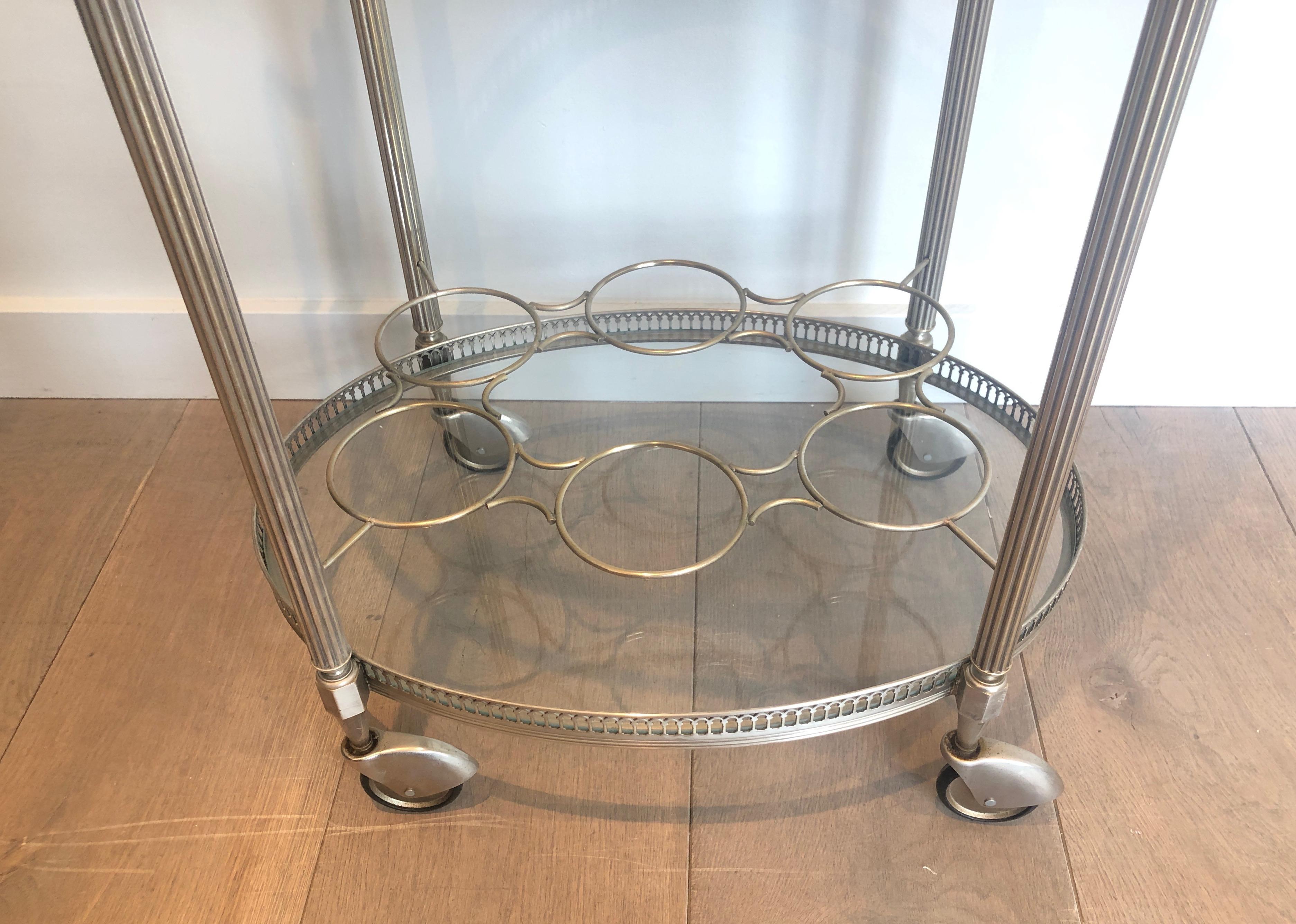Three Tiers Silvered on Brass Drinks Trolley by Maison Jansen For Sale ...