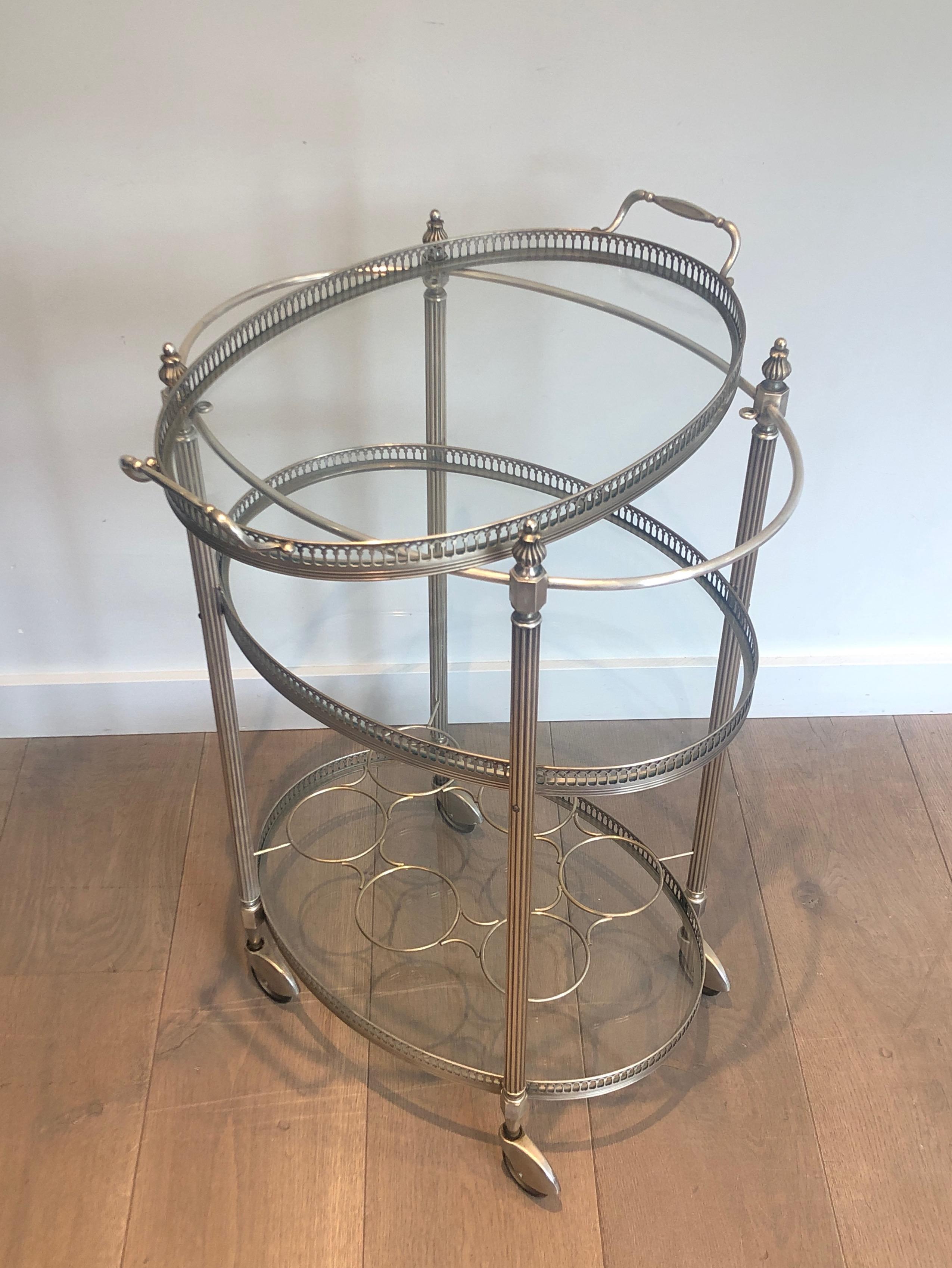 Three Tiers Silvered on Brass Drinks Trolley by Maison Jansen For Sale ...