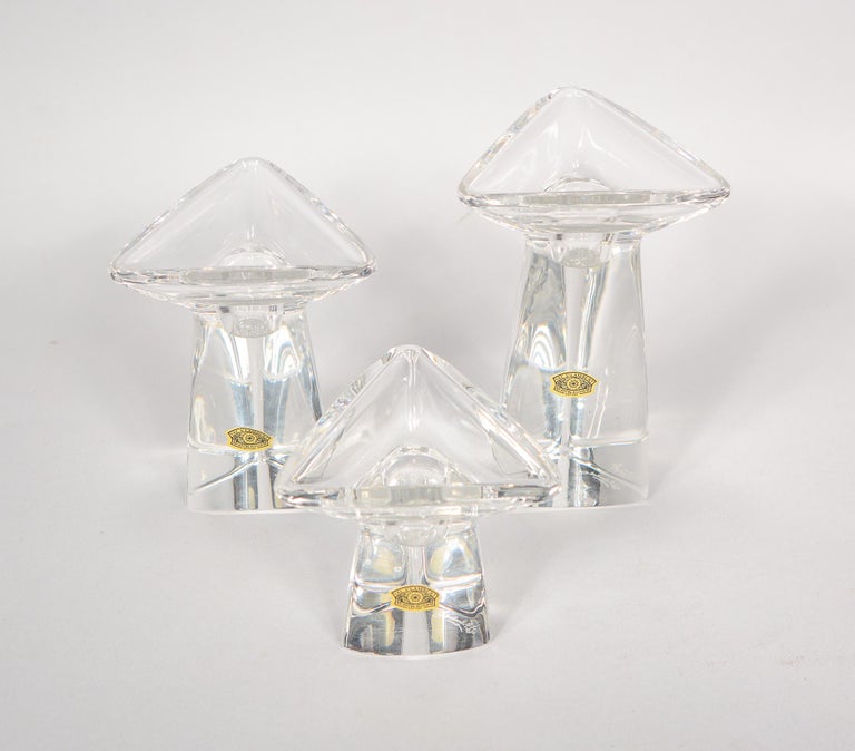 Three Tricorne Candle Holders by Peter Muller-Munk for Val St Lambert ...