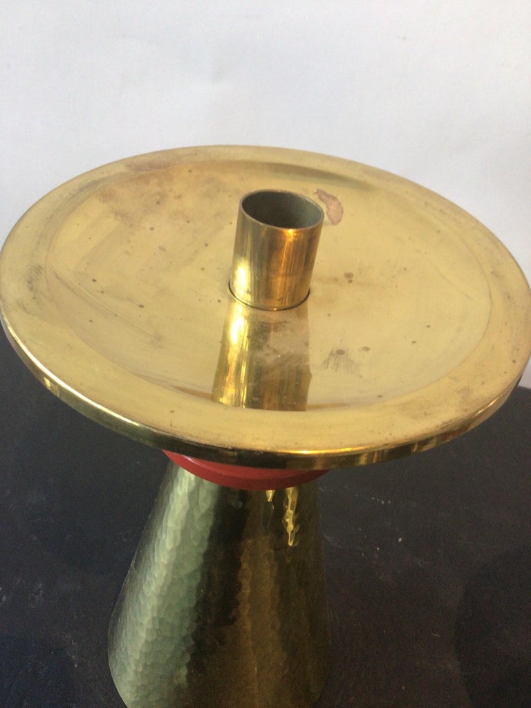 Three Varied Height 1960s Swiss Brass Candlesticks For Sale at 1stDibs