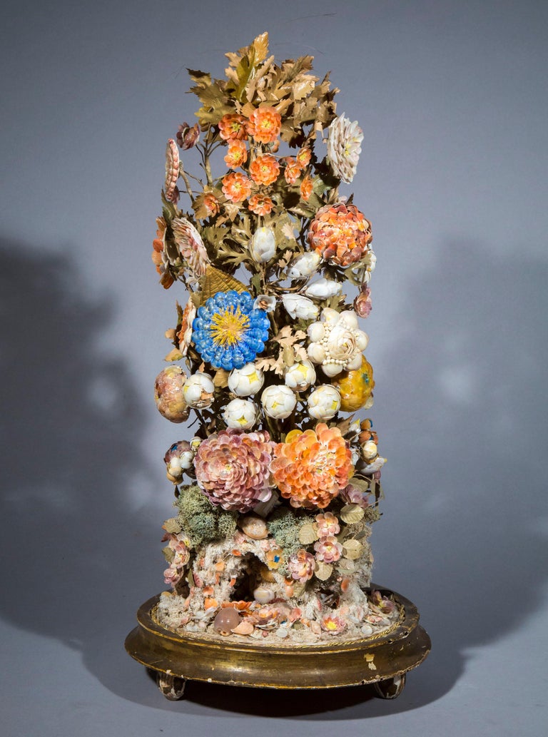 Three Victorian Shellwork Flower Arrangements at 1stDibs