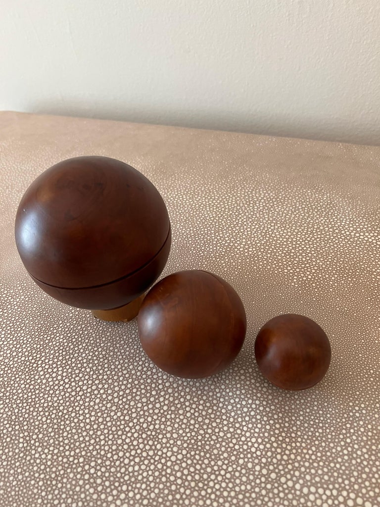 Three Wooden Sphere Nesting Balls For Sale at 1stDibs