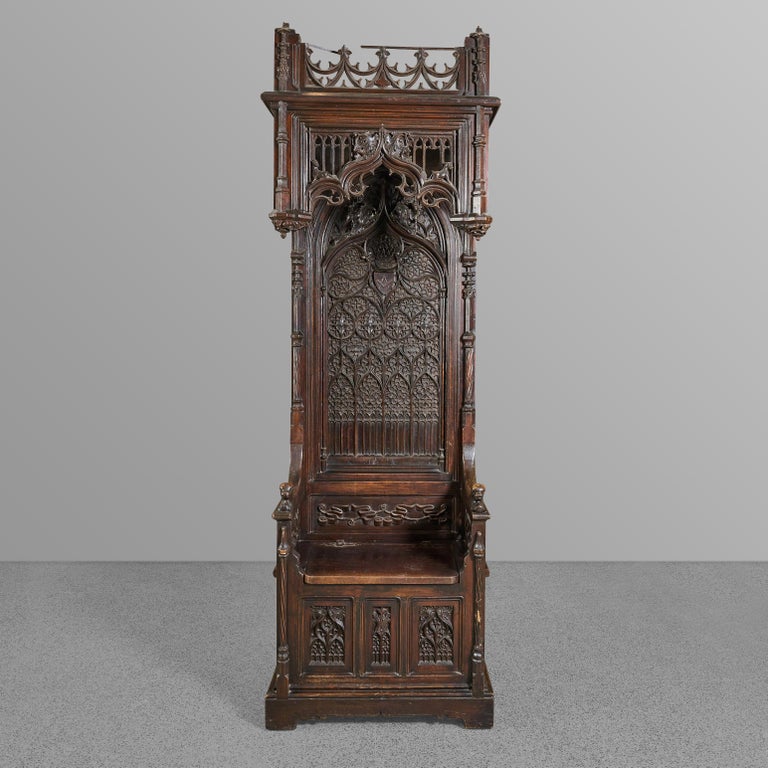 Throne Chair with Incredible Carving For Sale at 1stDibs