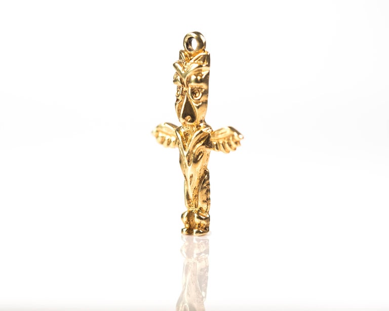 Thunderbird TOTEM Charm Pendant, 10 Karat Yellow Gold For Sale at 1stDibs