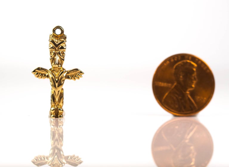 Thunderbird TOTEM Charm Pendant, 10 Karat Yellow Gold For Sale at 1stDibs