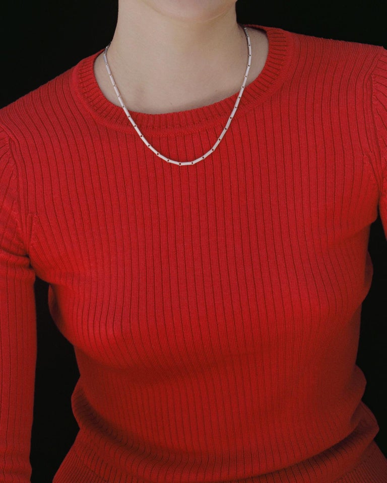 Sterling Silver Solid Rectangular Bar Link Chain Necklace For Sale at ...