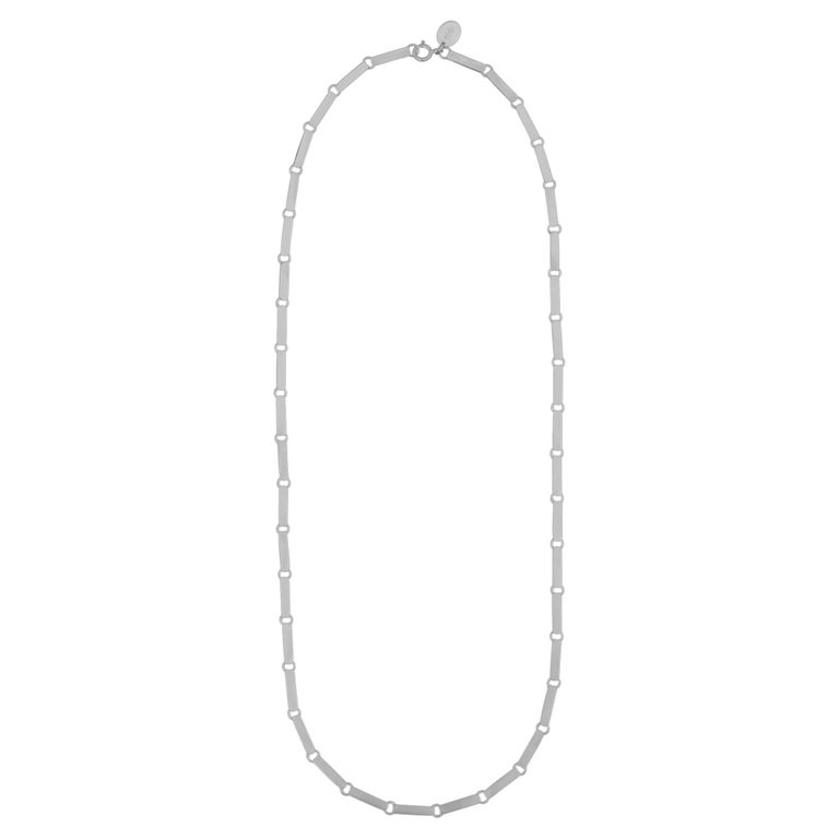 Sterling Silver Solid Rectangular Bar Link Chain Necklace For Sale at ...