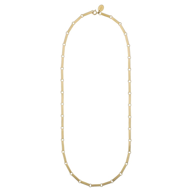 Tiana Marie Combes Yellow Gold Solid Rectangular Bar Link Chain Collar ...