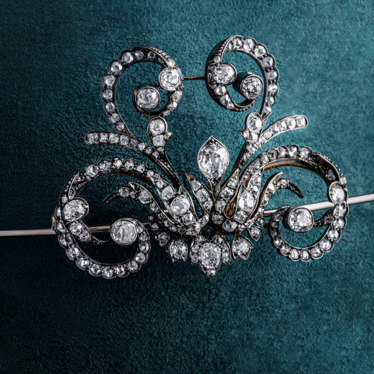 Tiara Convertible Diamond Antique Brooch For Sale at 1stDibs