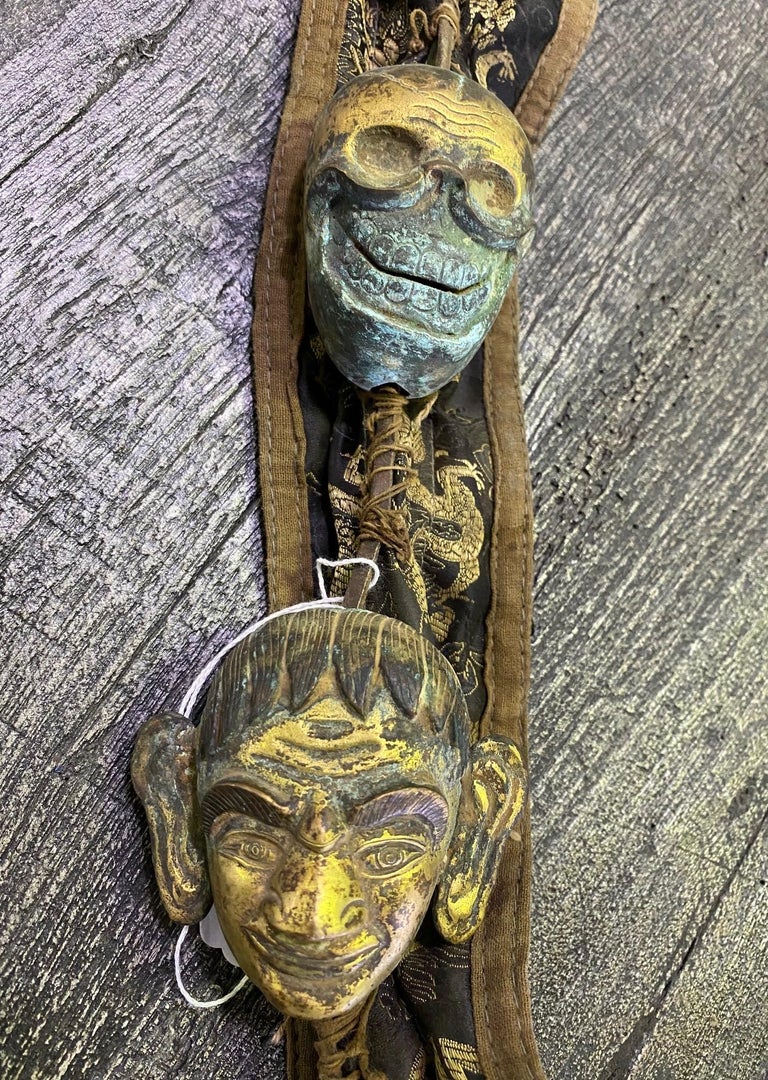 Tibetan Ceremonial Sash with Thirteen Ornamental Bronze Heads, 18th ...