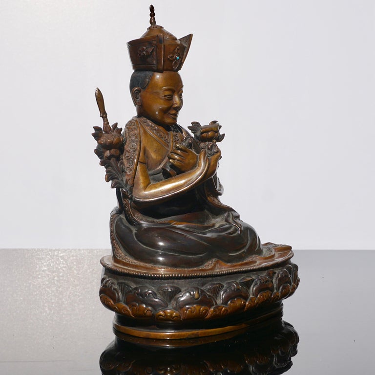 Tibetan Copper Bronze Lama Buddha at 1stDibs