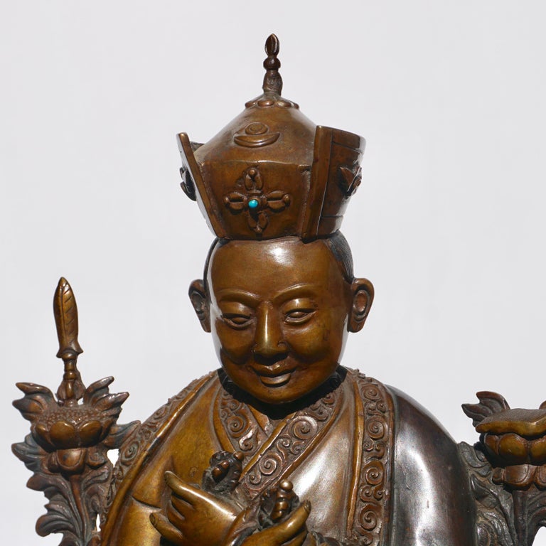 Tibetan Copper Bronze Lama Buddha at 1stDibs