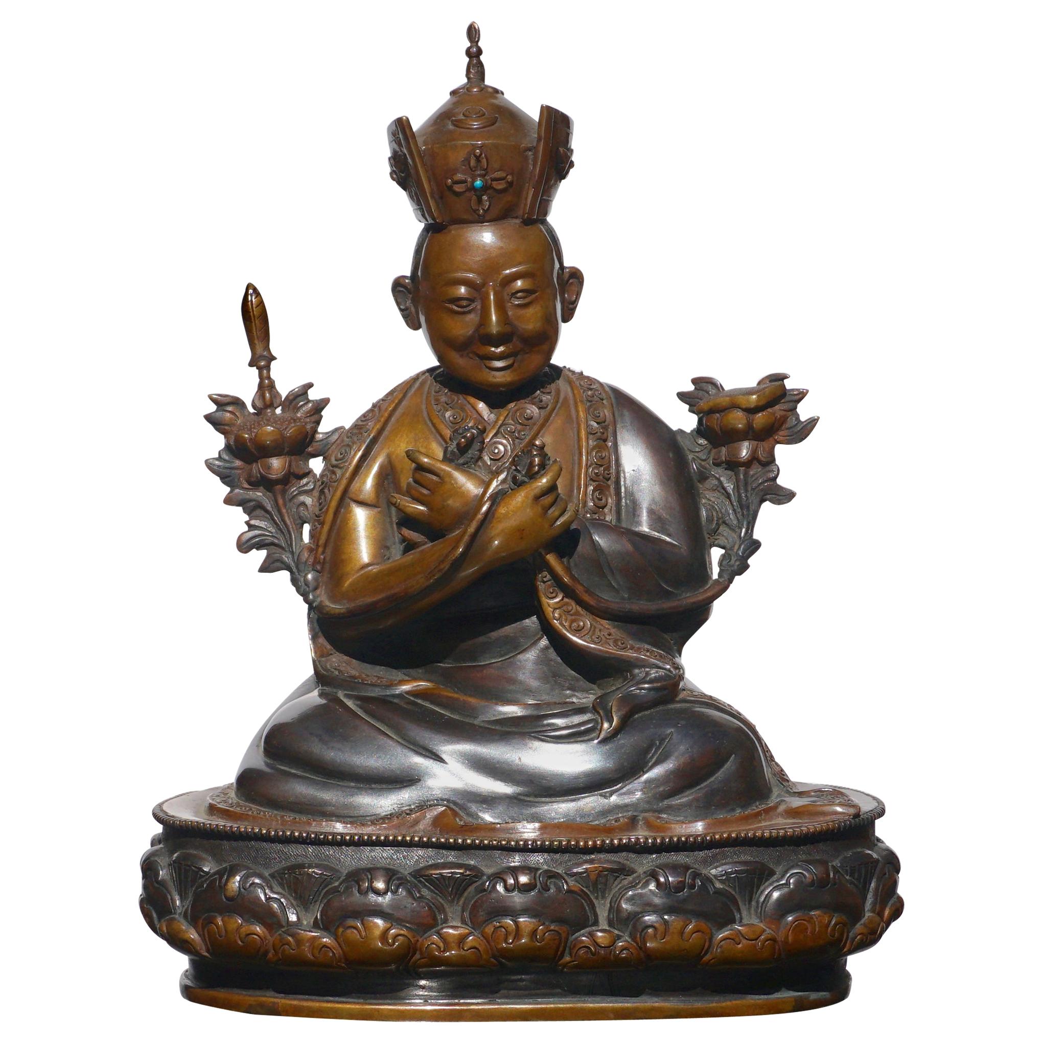 Tibetan Copper Bronze Lama Buddha at 1stDibs