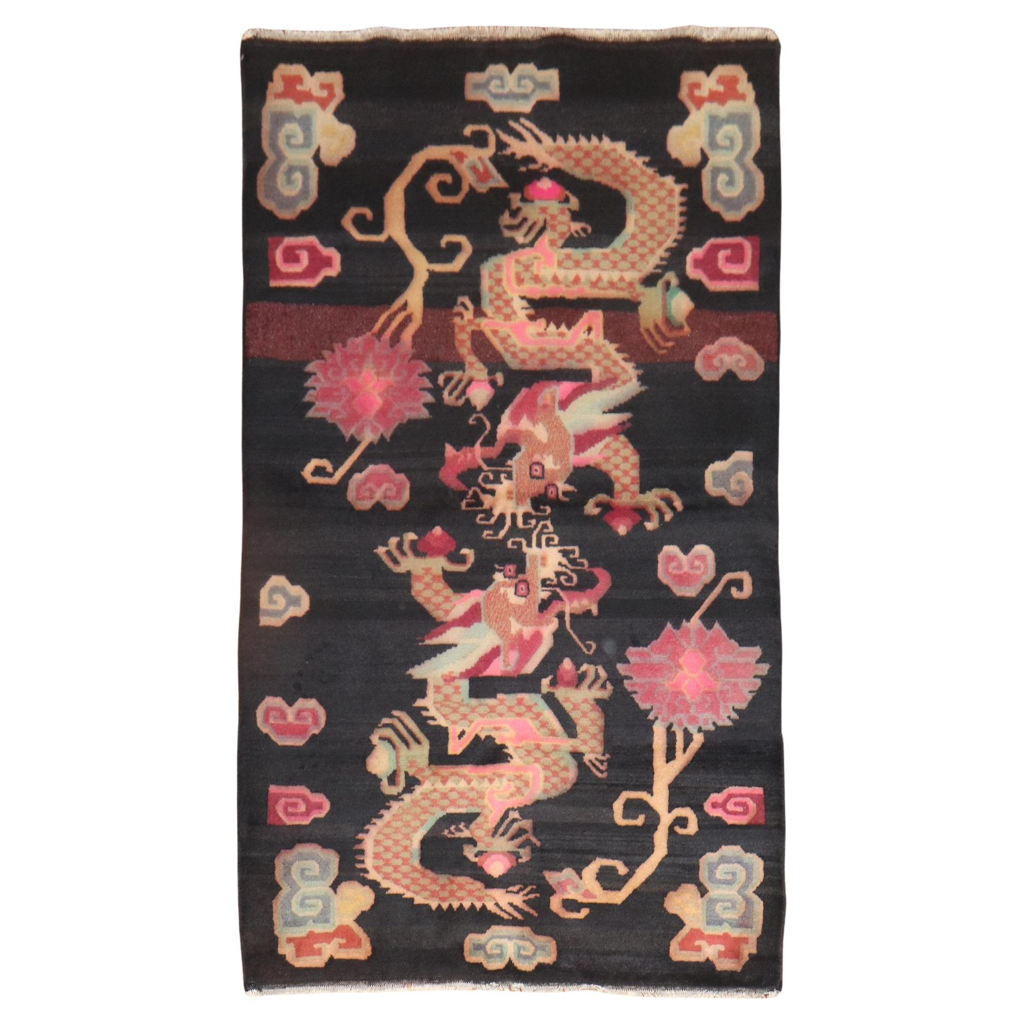 Tibetan Dragon Vintage Rug For Sale at 1stDibs