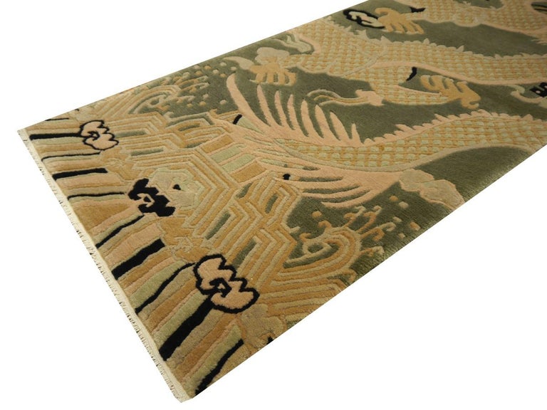 Tibetan Dragon Pillar Column Rug Chinese Temple Design Hallway Stairway ...