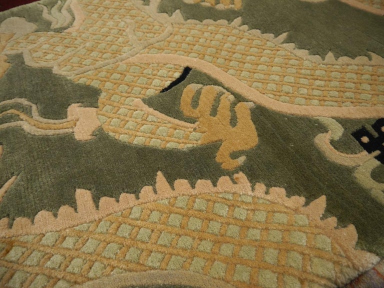 Tibetan Dragon Pillar Column Rug Chinese Temple Design Hallway Stairway ...