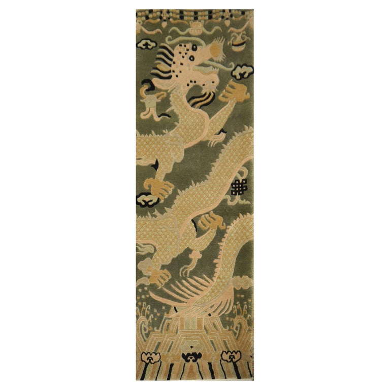 Tibetan Dragon Pillar Column Rug Chinese Temple Design Hallway Stairway ...