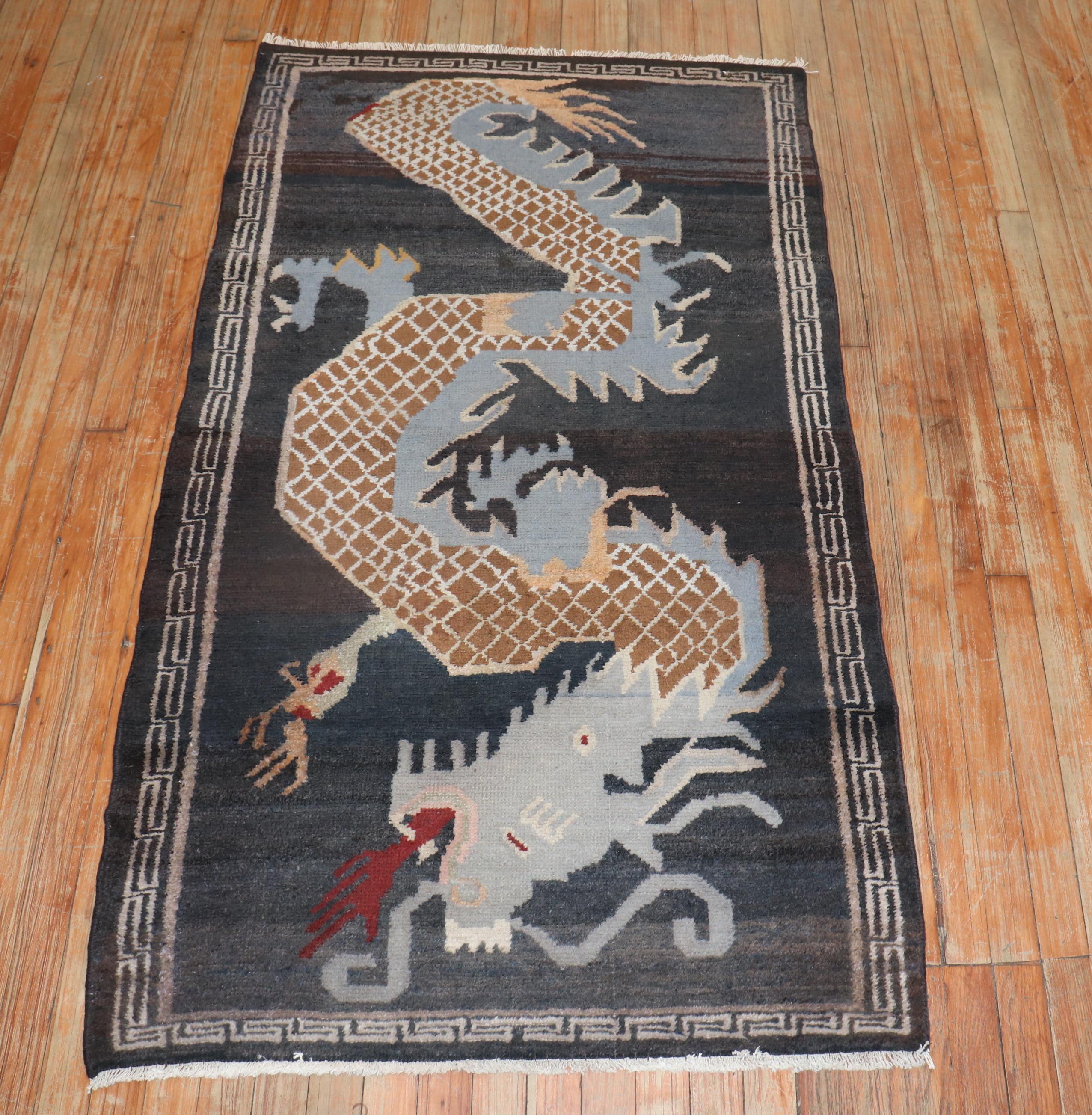 Tibetan Dragon Vintage Rug at 1stDibs