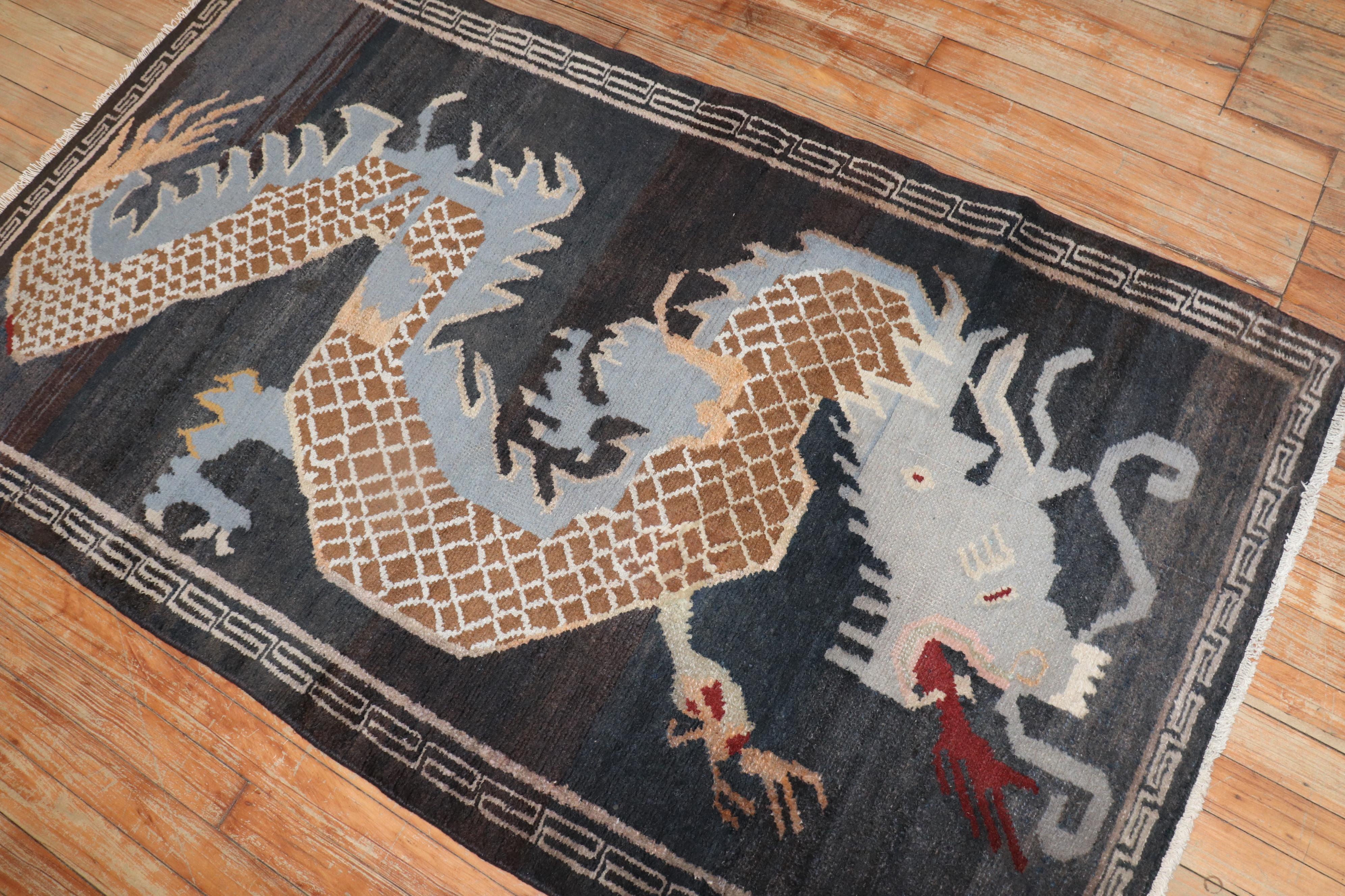 Tibetan Dragon Vintage Rug at 1stDibs