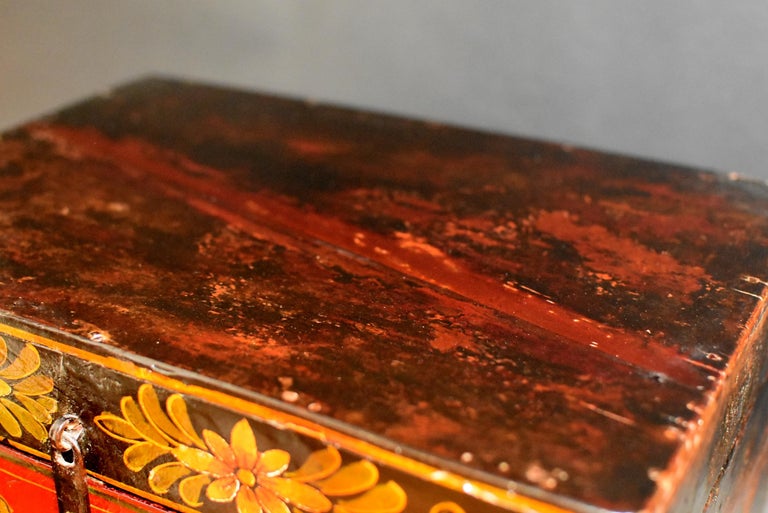 Tibetan Foo Dog Box with Base Hand Painted Box 8 at 1stDibs