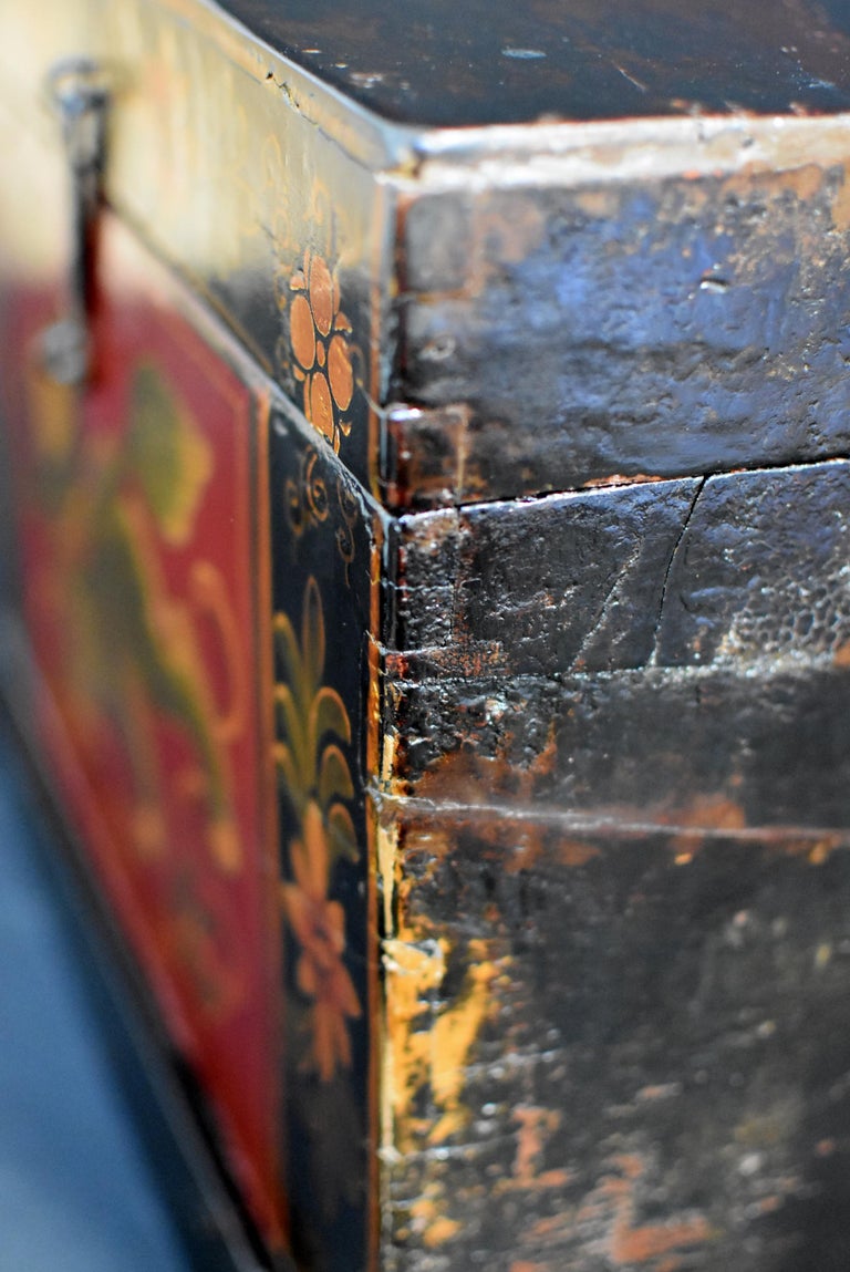 Tibetan Foo Dog Box with Base Hand Painted Box 8 at 1stDibs