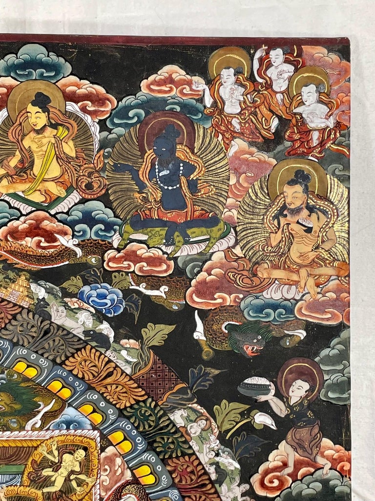 Tibetan Hand Painted Mandala Thangka Painting with 24K Gold For Sale at ...
