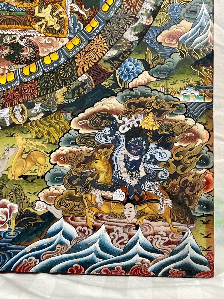 Tibetan Hand Painted Mandala Thangka Painting with 24K Gold For Sale at ...