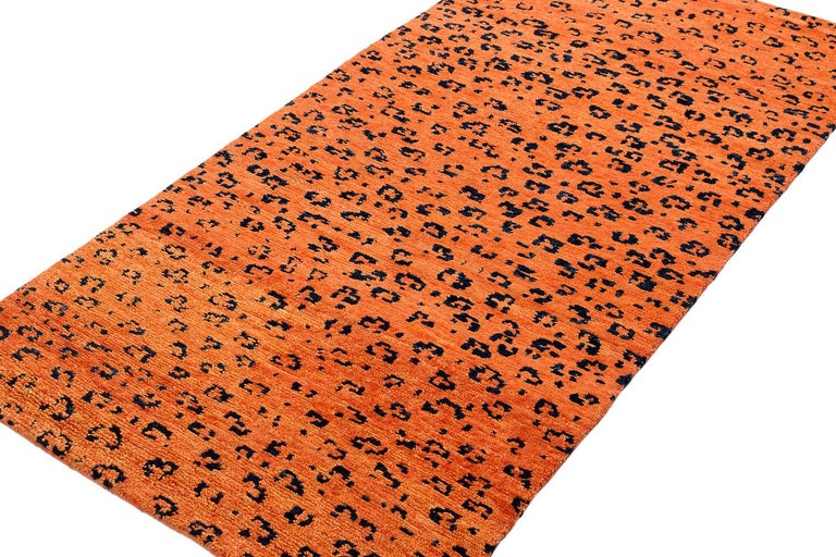 Tibetan Handwoven Wool Leopard Area Rug by Carini For Sale at 1stDibs