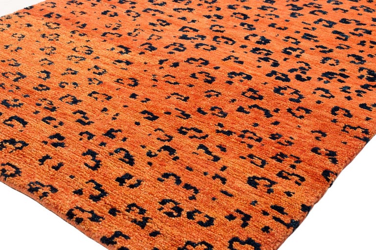 Tibetan Handwoven Wool Leopard Area Rug by Carini For Sale at 1stDibs