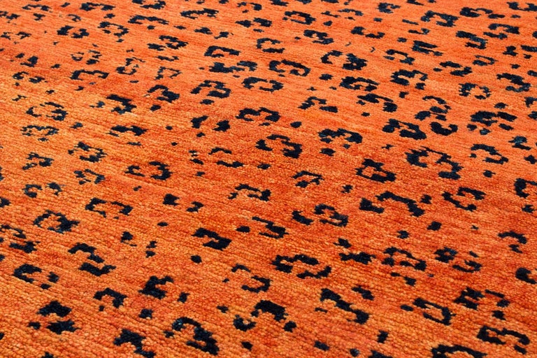 Tibetan Handwoven Wool Leopard Area Rug by Carini For Sale at 1stDibs