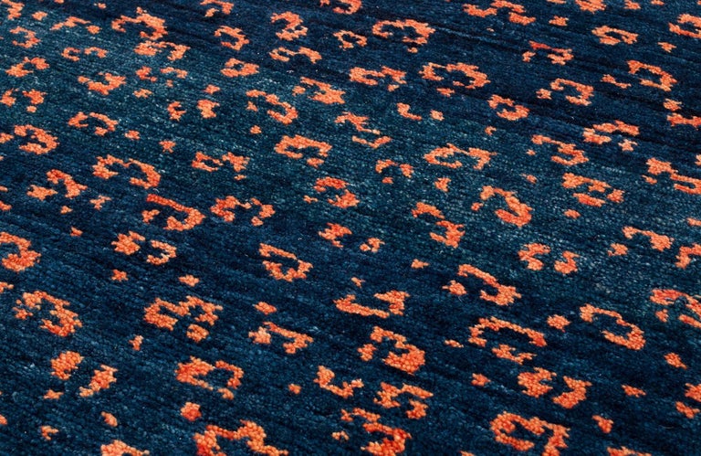 Tibetan Handwoven Wool Leopard Area Rug by Carini For Sale at 1stDibs