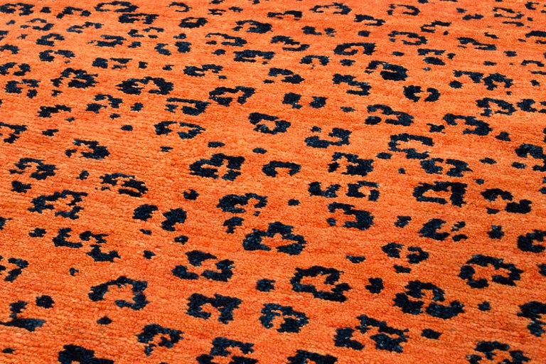Tibetan Handwoven Wool Leopard Area Rug by Carini For Sale at 1stDibs