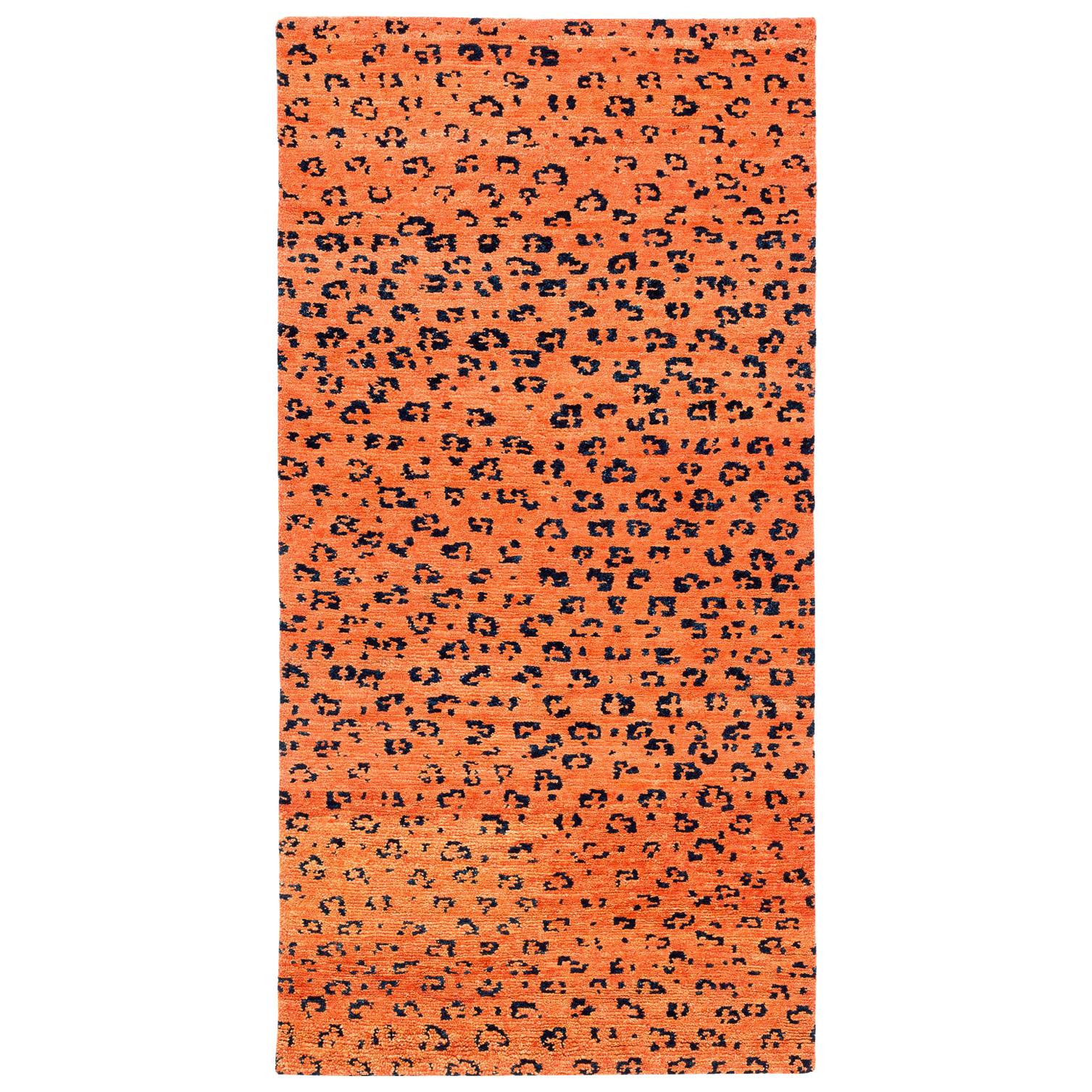 Tibetan Handwoven Wool Leopard Area Rug by Carini For Sale at 1stDibs