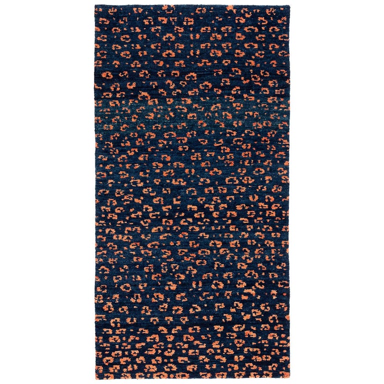 Tibetan Handwoven Wool Leopard Area Rug by Carini For Sale at 1stDibs