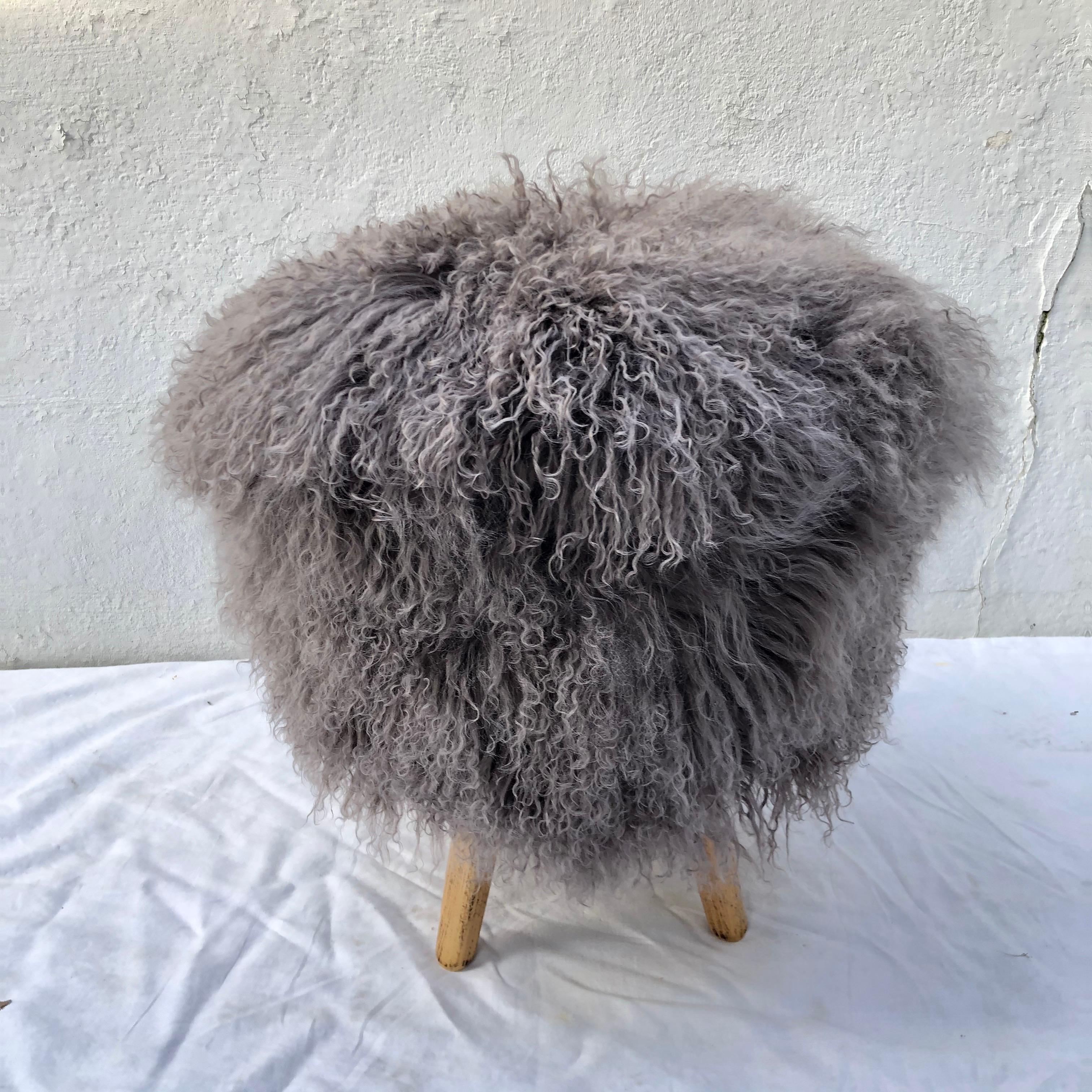Tibetan Lamb Covered Stool at 1stDibs