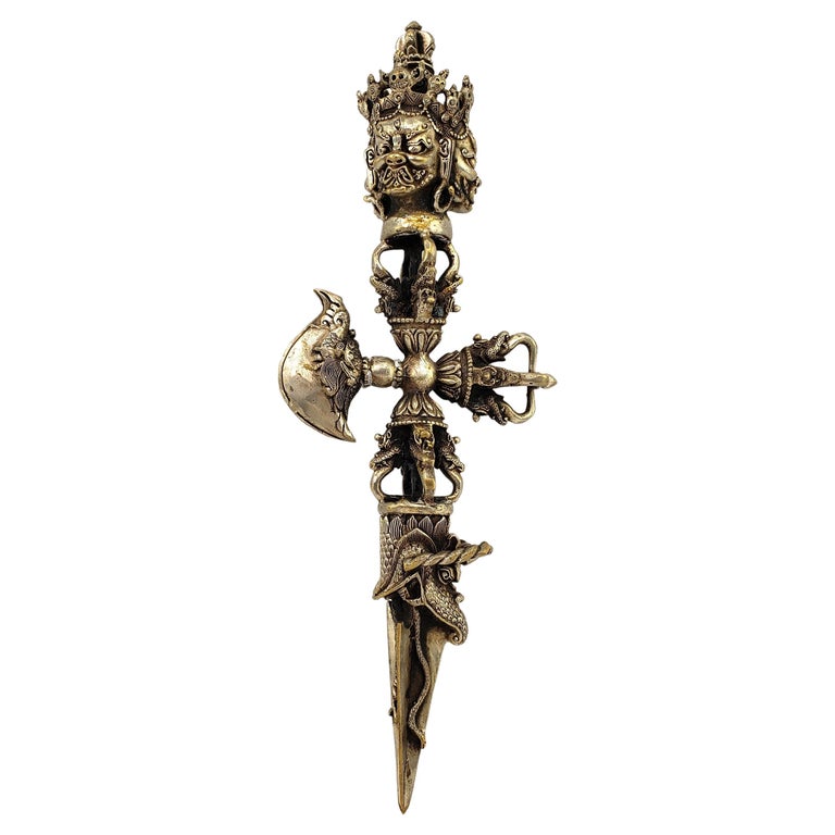Tibetan Meteorite Iron Ritual Dagger 'Phurba or Kila' at 1stDibs