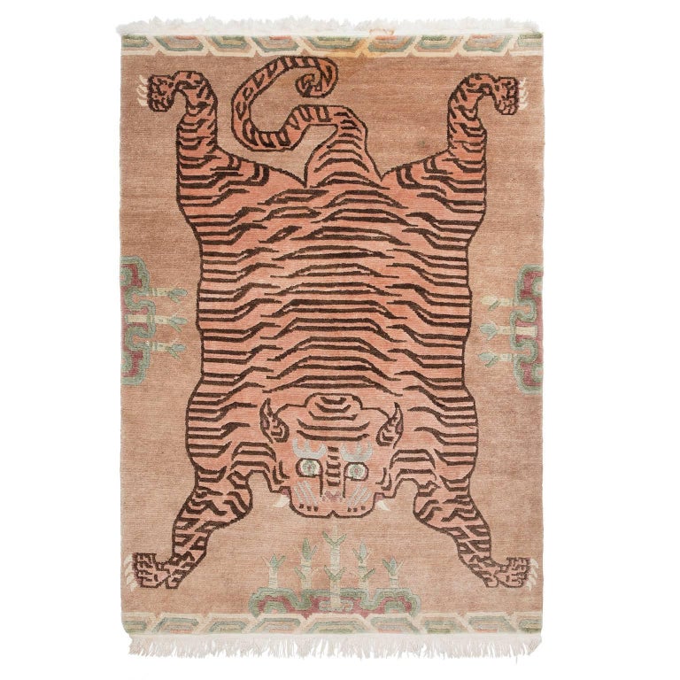 Tibetan Pink Tiger Rug at 1stDibs